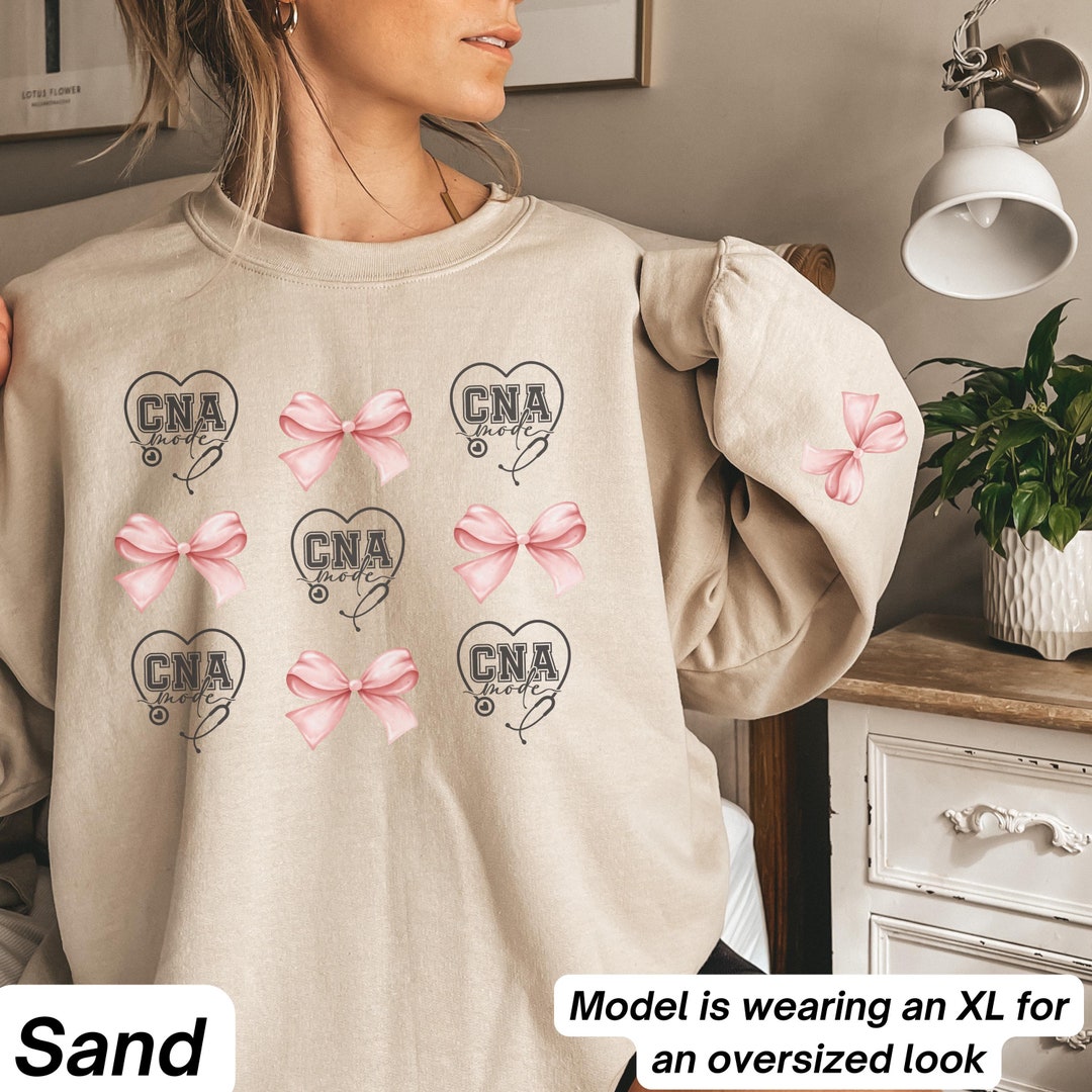 CNA Sweatshirt Trendy Croquet Bow Certified Nurse Assistant Sweater ...