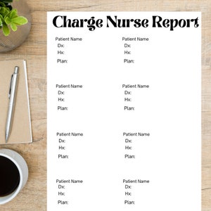 Charge Nurse Brain Handoff Tool Printable PDF To-do List for Charge ...