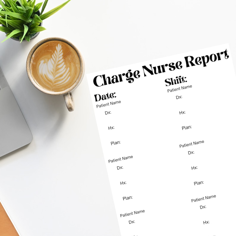 Charge Nurse Brain Handoff Tool Printable PDF To-do List for Charge ...