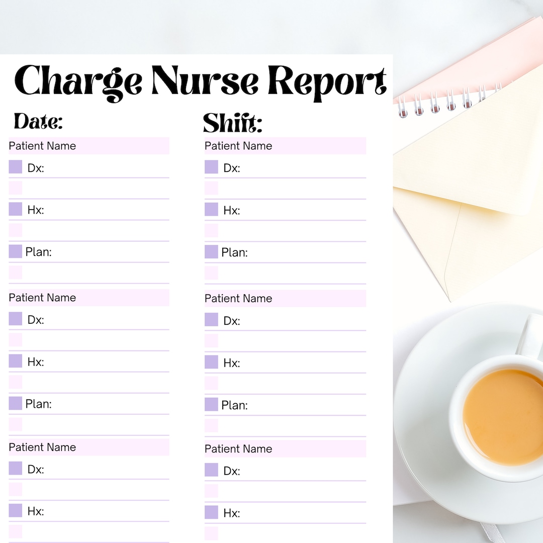 Minimalist Charge Nurse Brain Report Tool PDF Print Patient to Do List ...