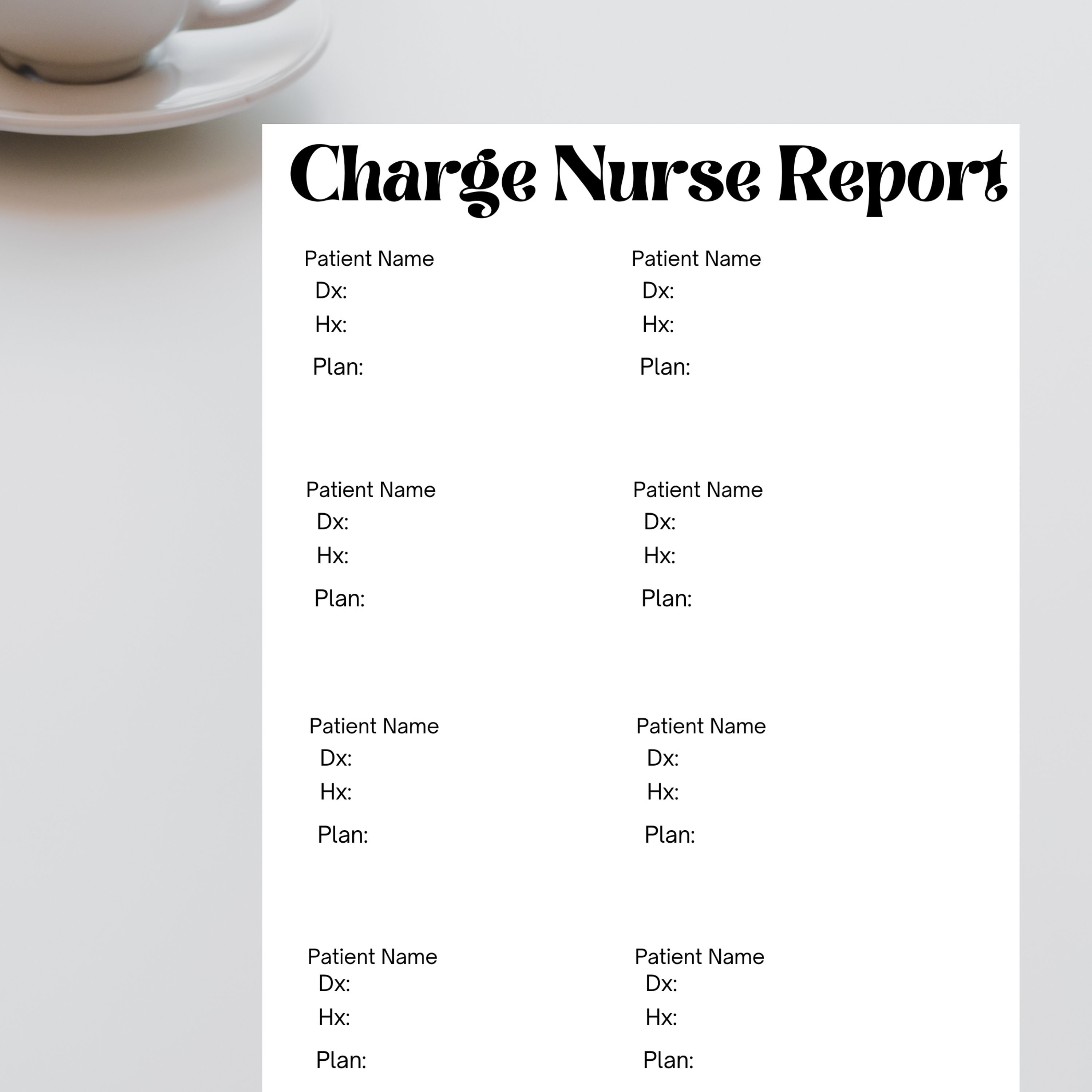 Charge Nurse Brain Handoff Tool Printable PDF To-do List for Charge ...
