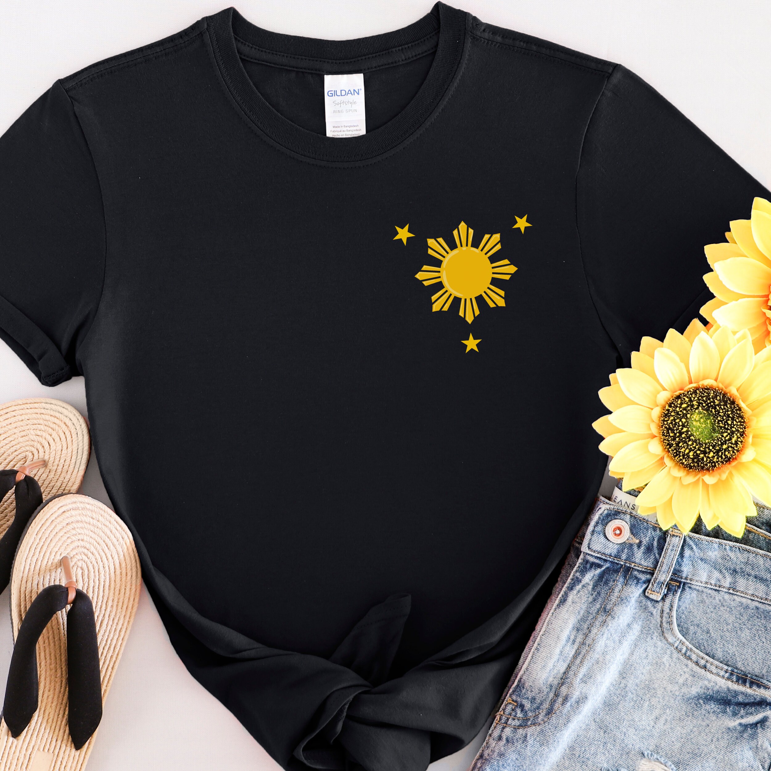 Trendy Filipino Sun With 3 Stars Shirt Gift for Modern Filipino T Shirt ...