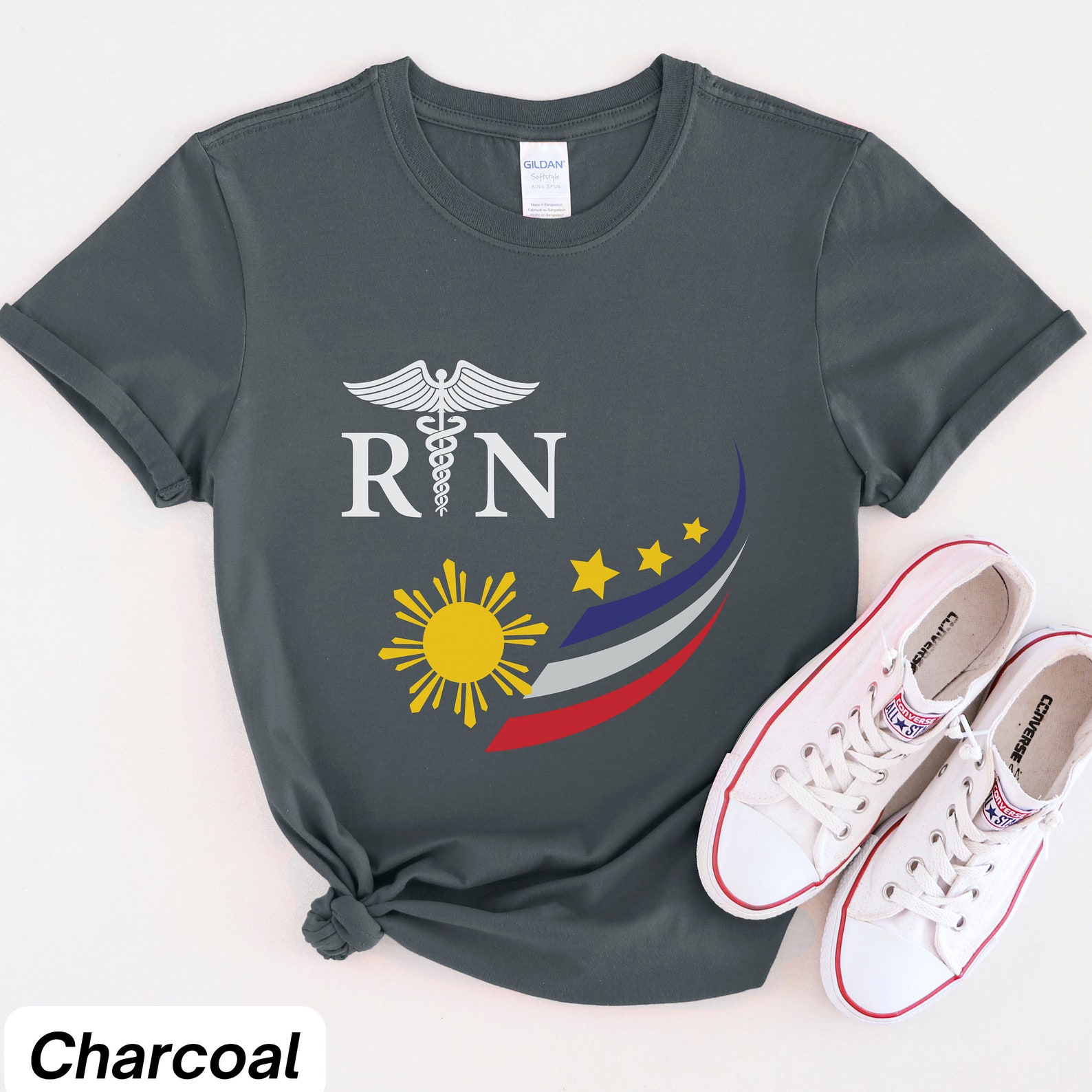 Philippines Nurse Gift Nursing Filipino Flag Sun W 3 Star Tshirt ...