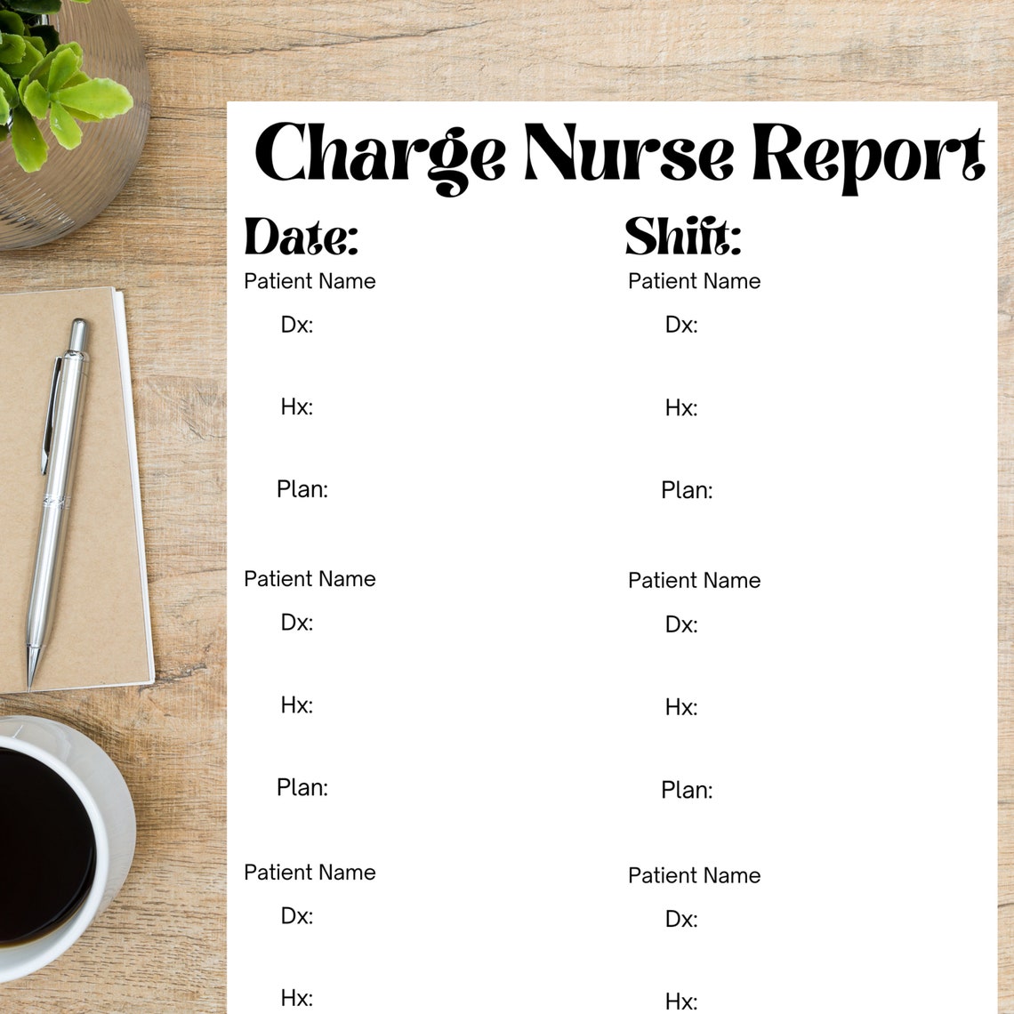 Charge Nurse Brain Handoff Tool Printable PDF To-do List for Charge ...