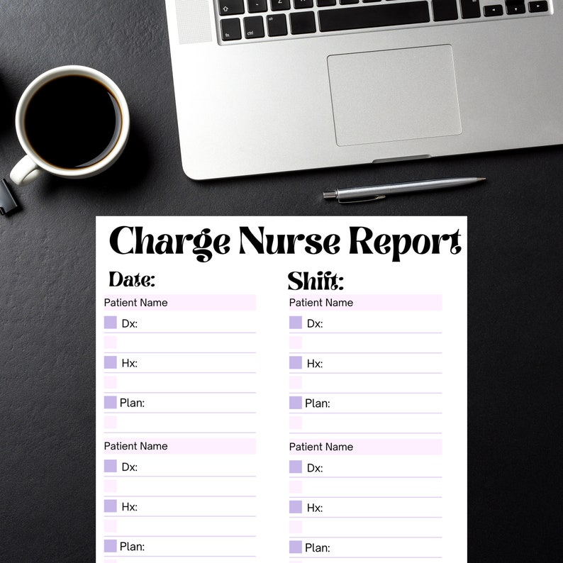 Minimalist Charge Nurse Brain Report Tool PDF Print Patient to Do List ...