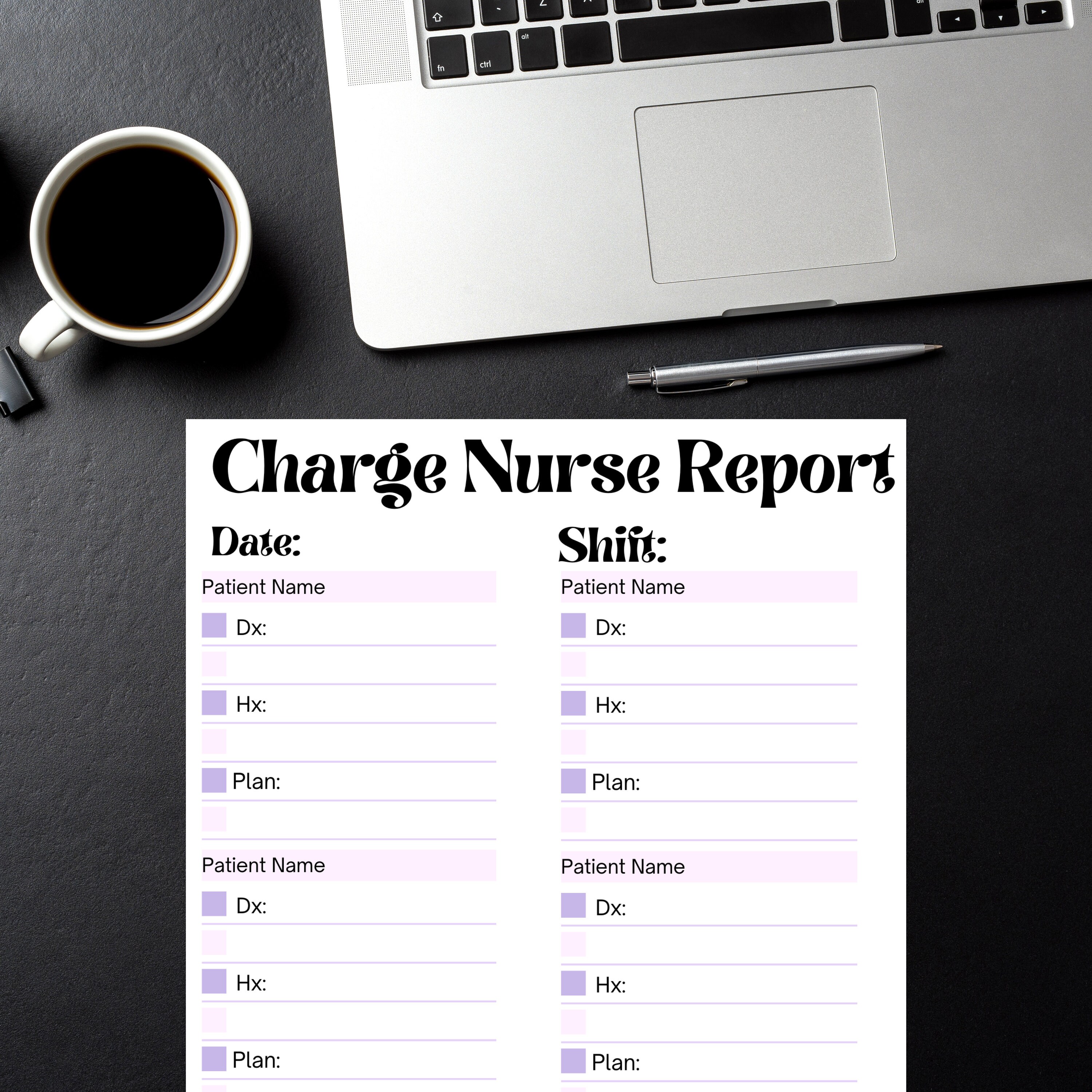 Minimalist Charge Nurse Brain Report Tool PDF Print Patient to Do List ...