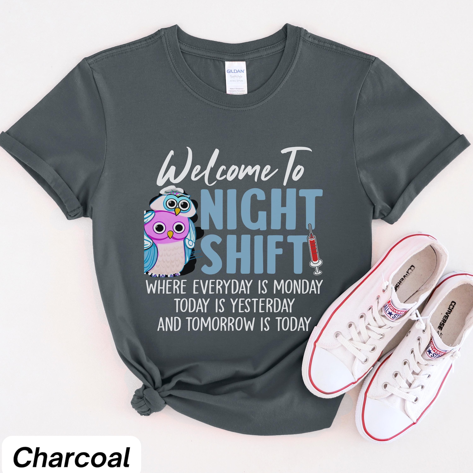 Night Shift Nurse T Shirt Gift for Graveyard Shift RN Trendy T Shirt ...