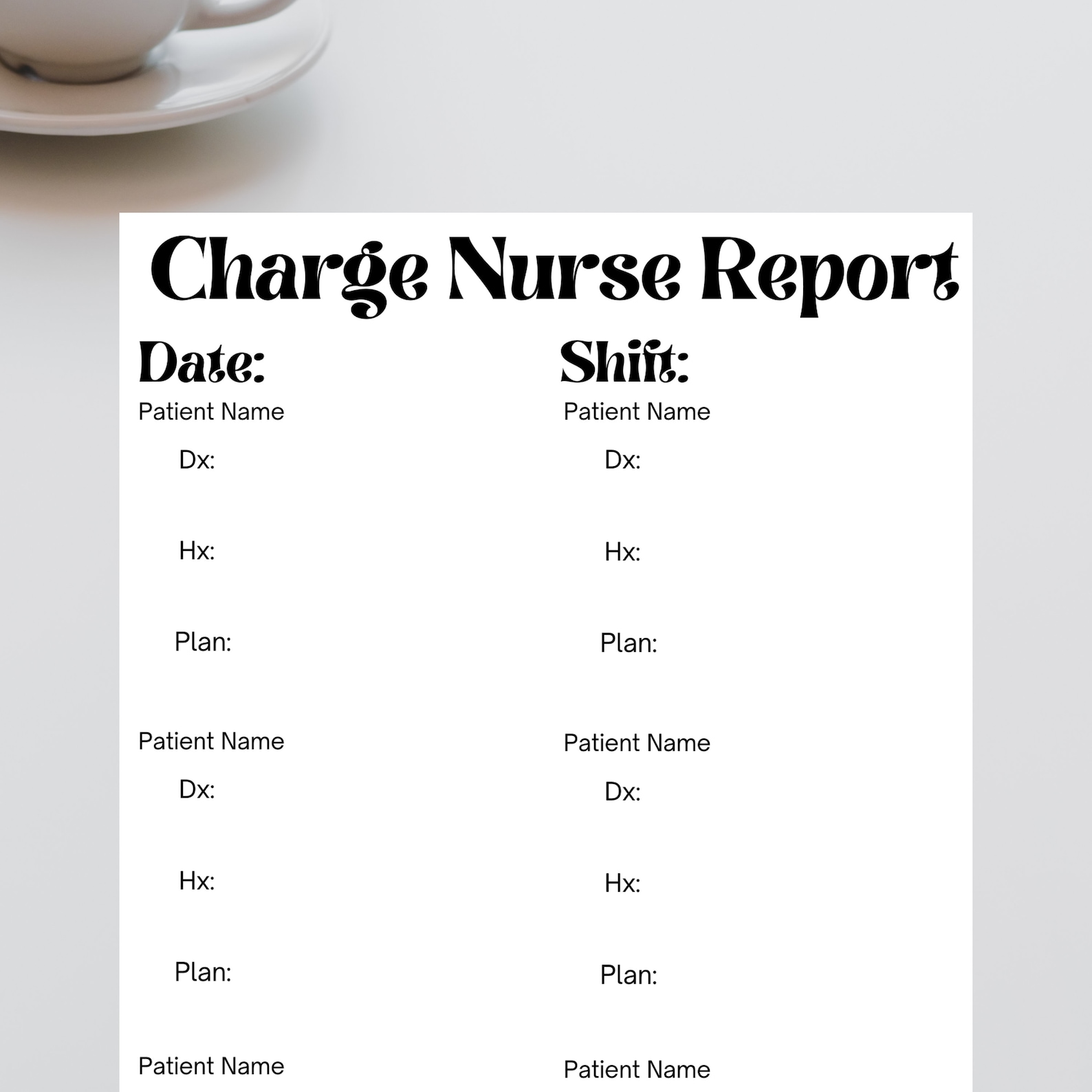Charge Nurse Brain Handoff Tool Printable PDF To-do List for Charge ...