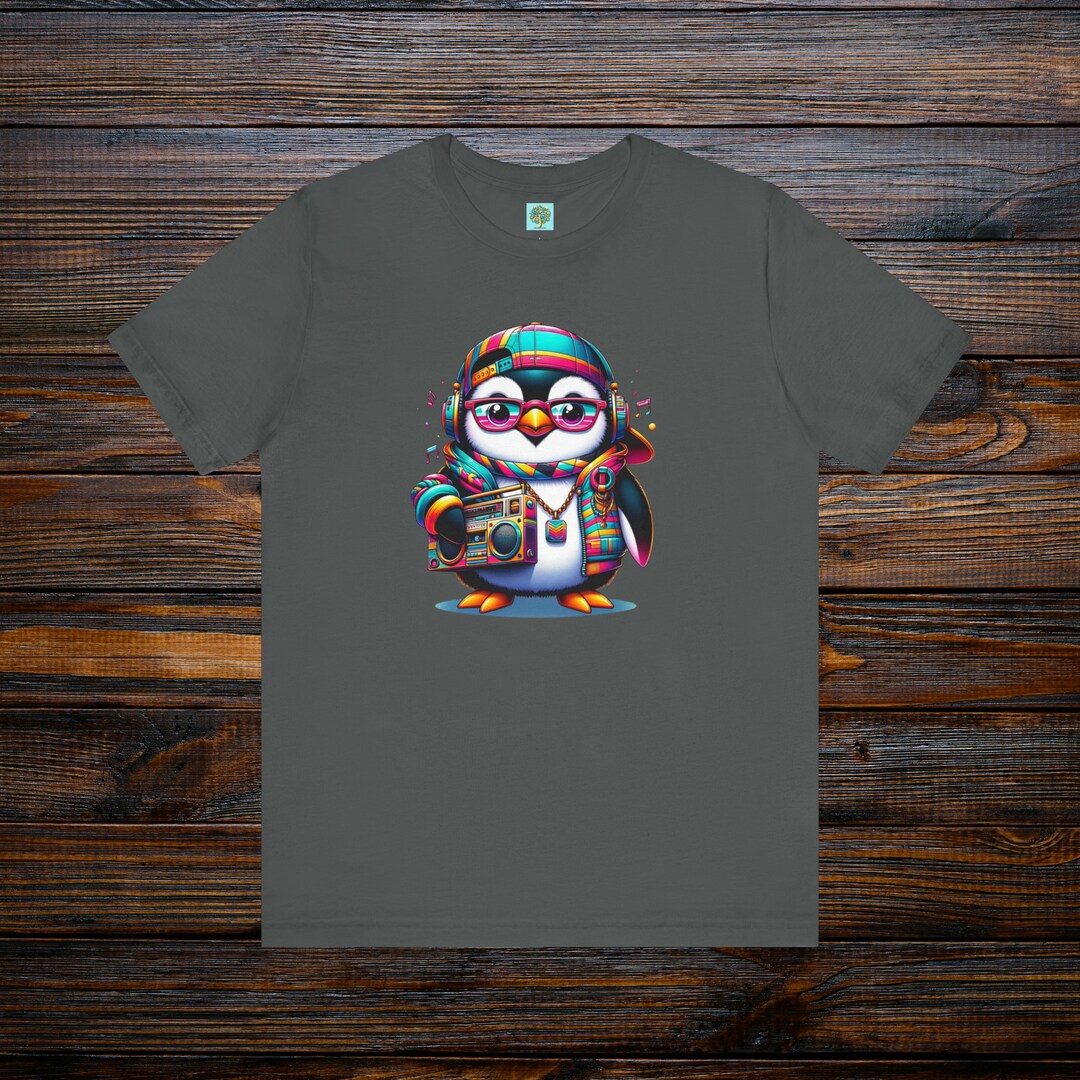 Retrofuturistic Anime Penguin, Penguin Shirt, 80s Boombox & Neon ...
