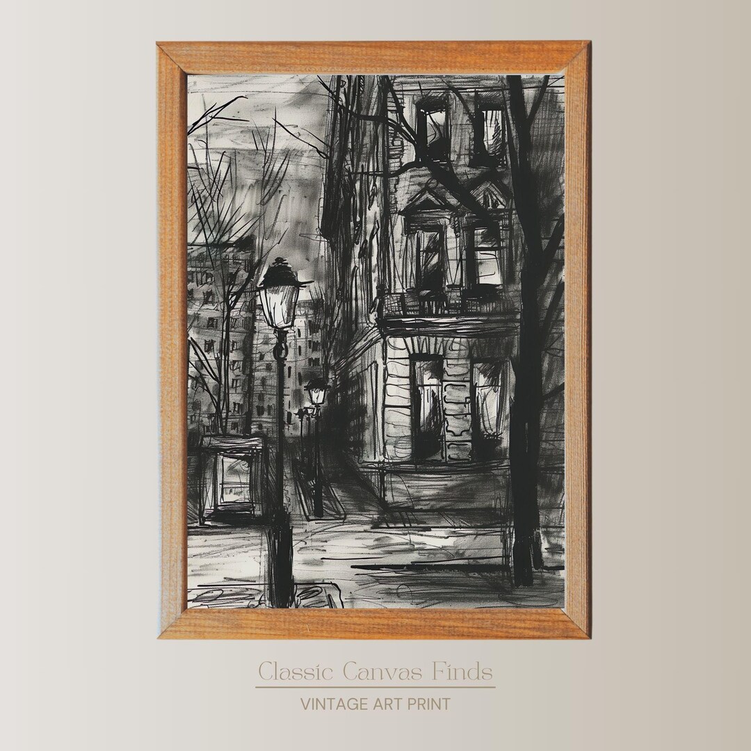 Printable City Street Sketch – Digital Download, Black and White Urban ...