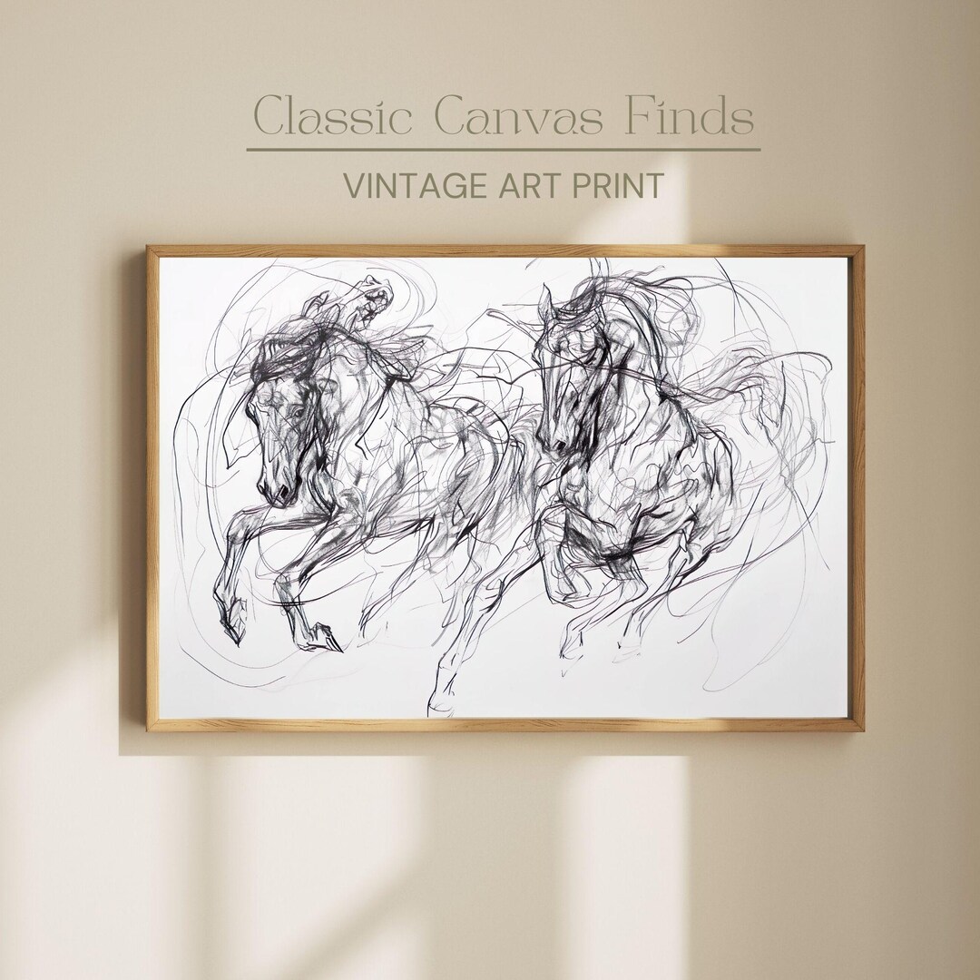 Abstract Horse Sketch Print | Modern Equestrian Wall Art | Horse ...