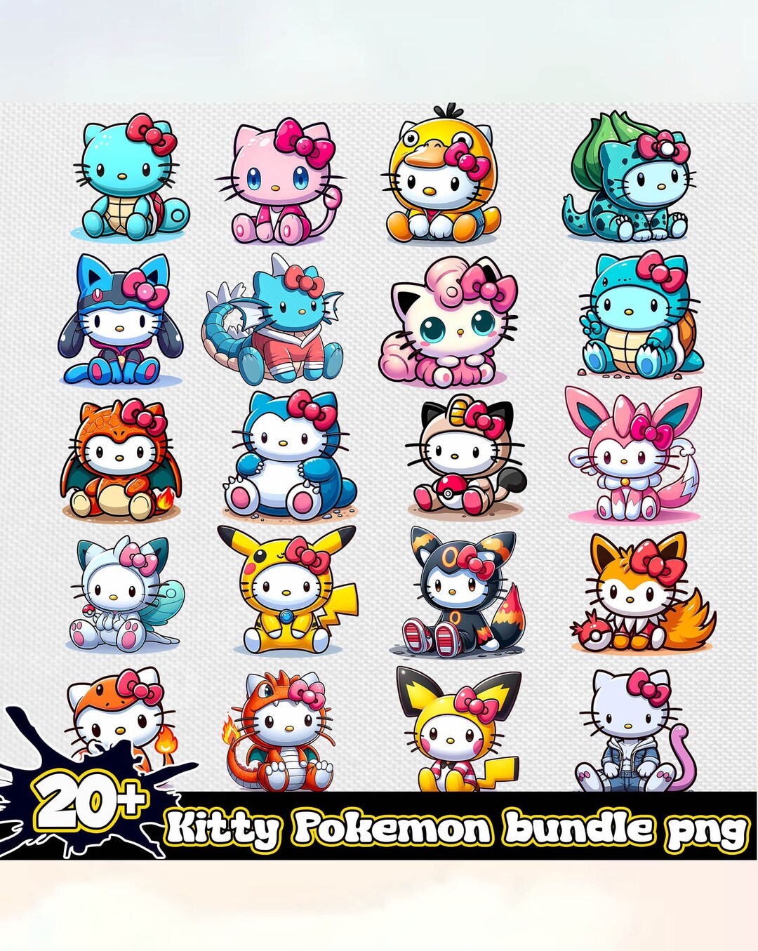 Kitty Pokemon Png Bundle, Pokemon Png Bundle, Cartoon Hello Cat ...