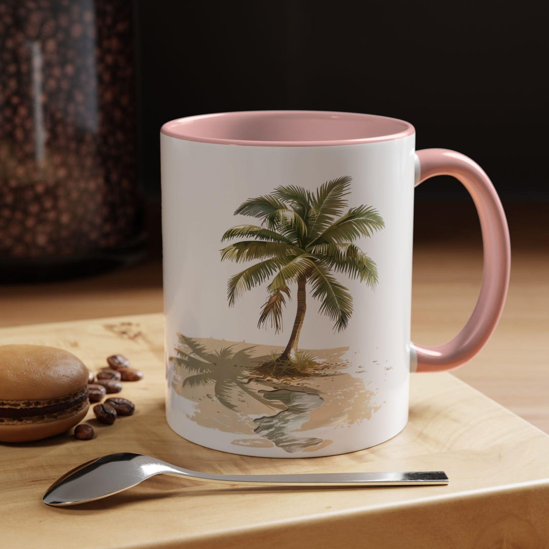Tropical Palm Tree Beach Coffee Mug - Coastal Drinkware 11oz - Etsy