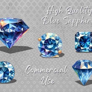 Blue Sapphire Clipart: Watercolor Gem PNG Set (digital Download) - Etsy