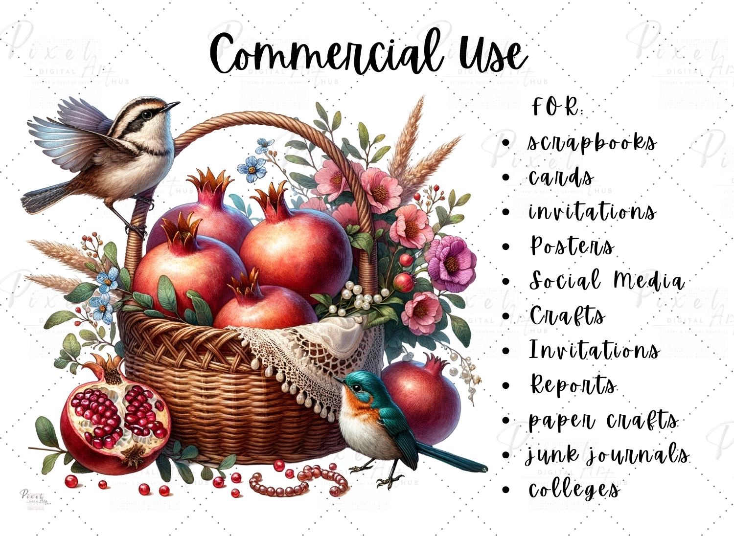 Watercolor Birds in Floral Baskets Clipart: Classic PNG JPEG Digital ...
