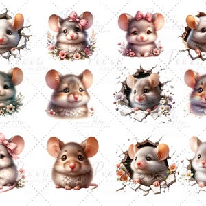 Watercolor Cute Mice Clipart and Posters, Adorable Mouse, Files 12 JPEG ...