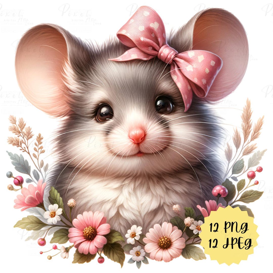 Watercolor Cute Mice Clipart and Posters, Adorable Mouse, Files 12 JPEG ...