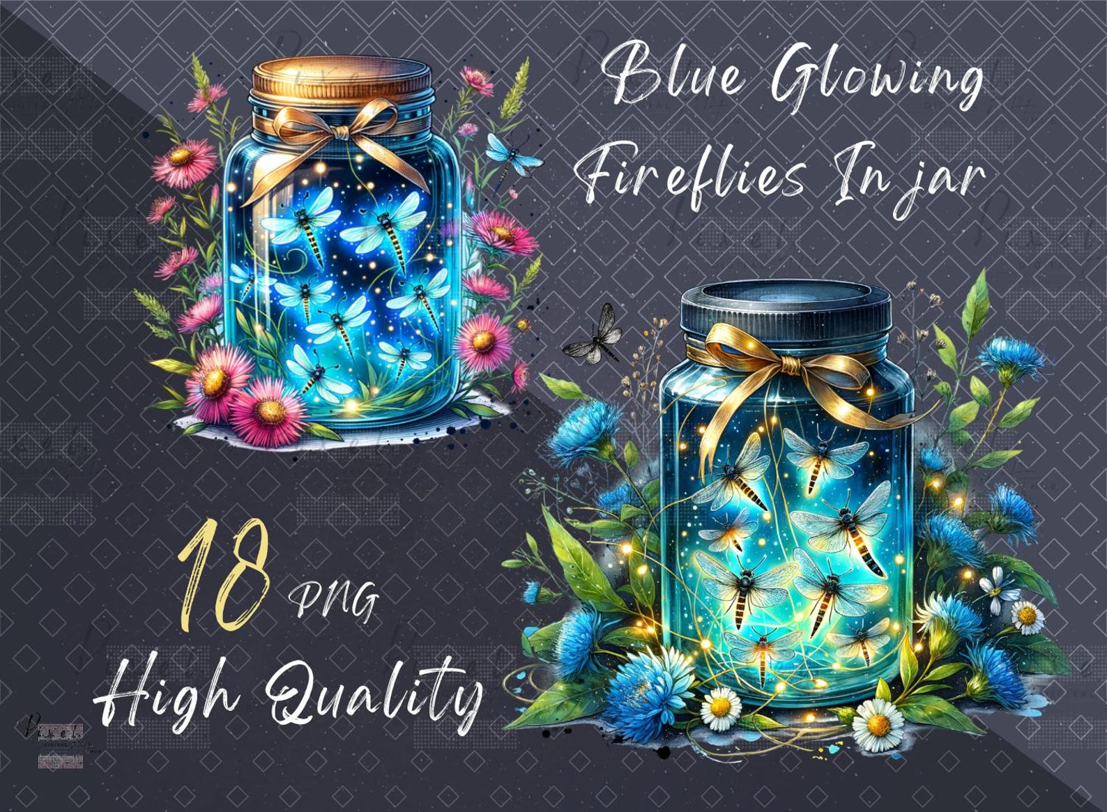 High Quality Glowing Fireflies in a Clear Glass Jar, Blue Fireflies in ...