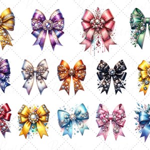 Watercolor Gemstone Bow Clipart, Elegant Design (14 PNG Files) - Etsy