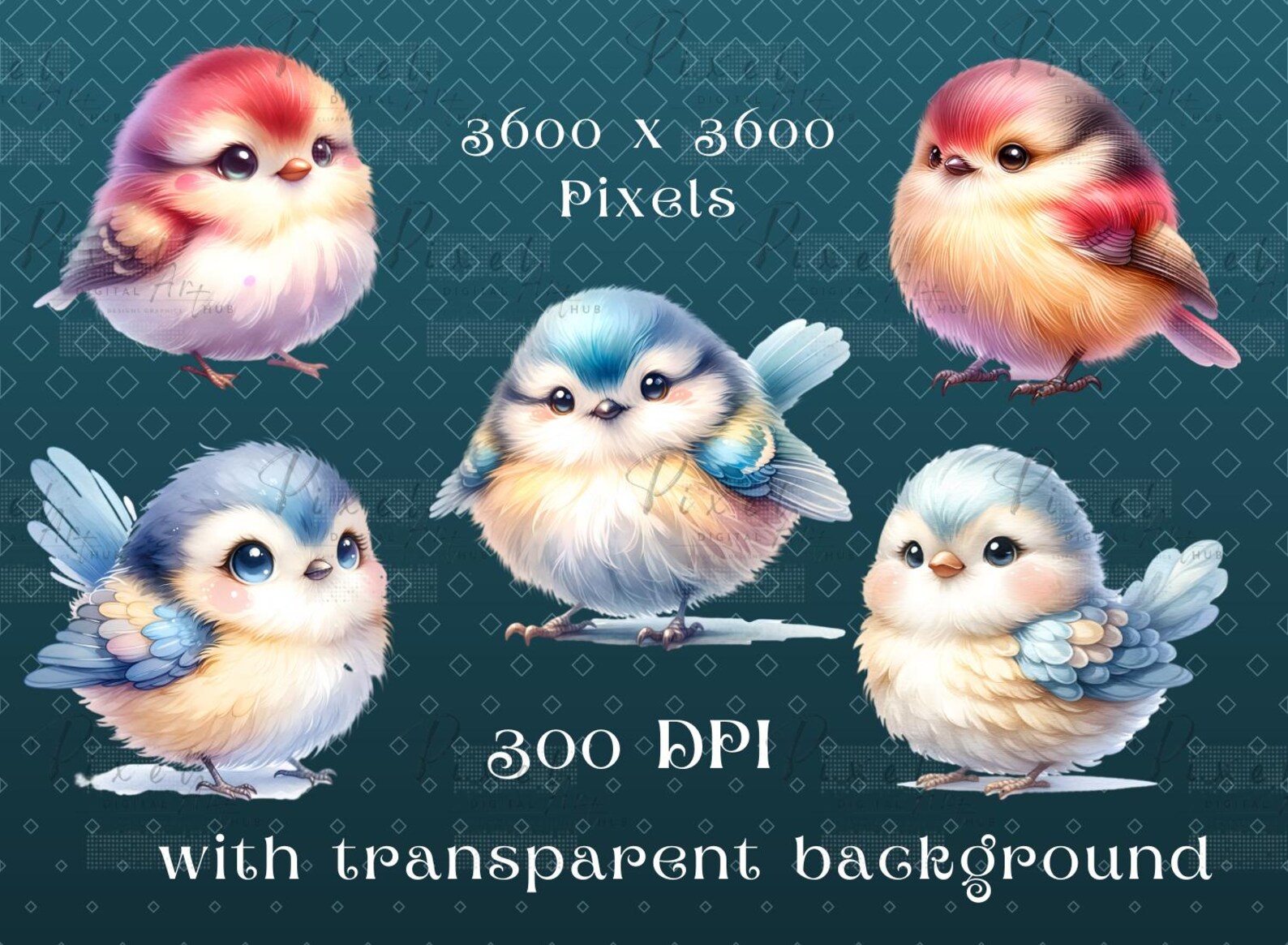 Watercolor Baby Birds Clipart: Whimsical PNG Images (digital Download ...