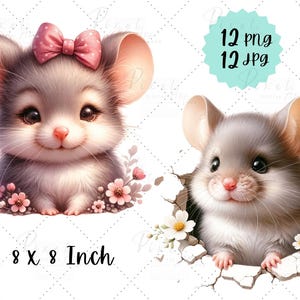 Watercolor Cute Mice Clipart and Posters, Adorable Mouse, Files 12 JPEG ...