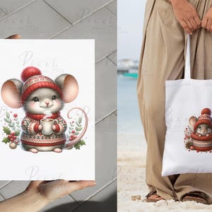 Watercolor Cute Mice Christmas, Clipart, Adorable Christmas Mice, File ...