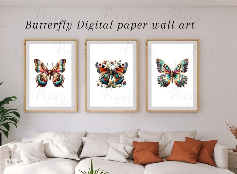 Vintage Butterfly Digital Paper Collection, Vintage Printable Scrapbook ...