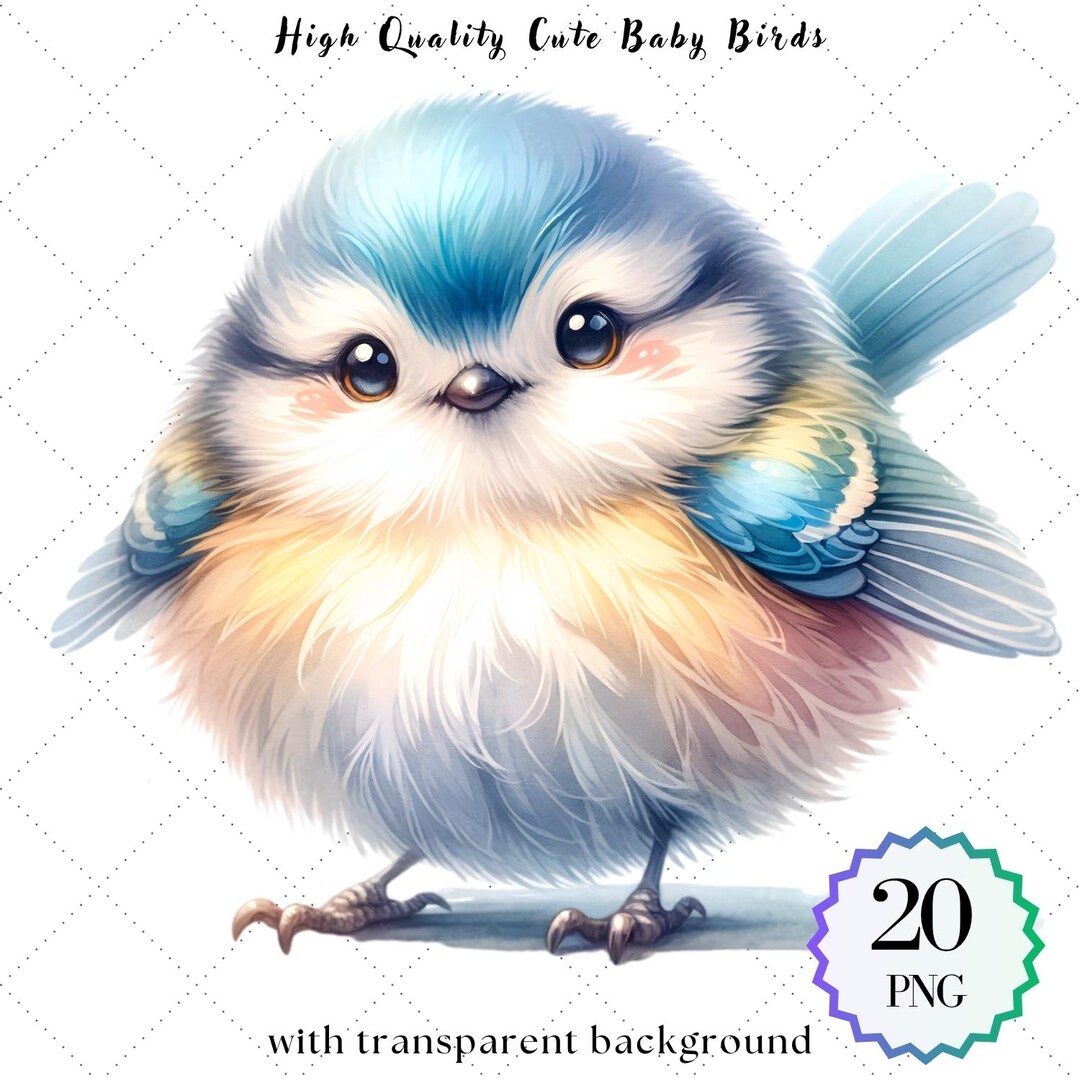 Watercolor Baby Birds Clipart: Whimsical PNG Images (digital Download ...