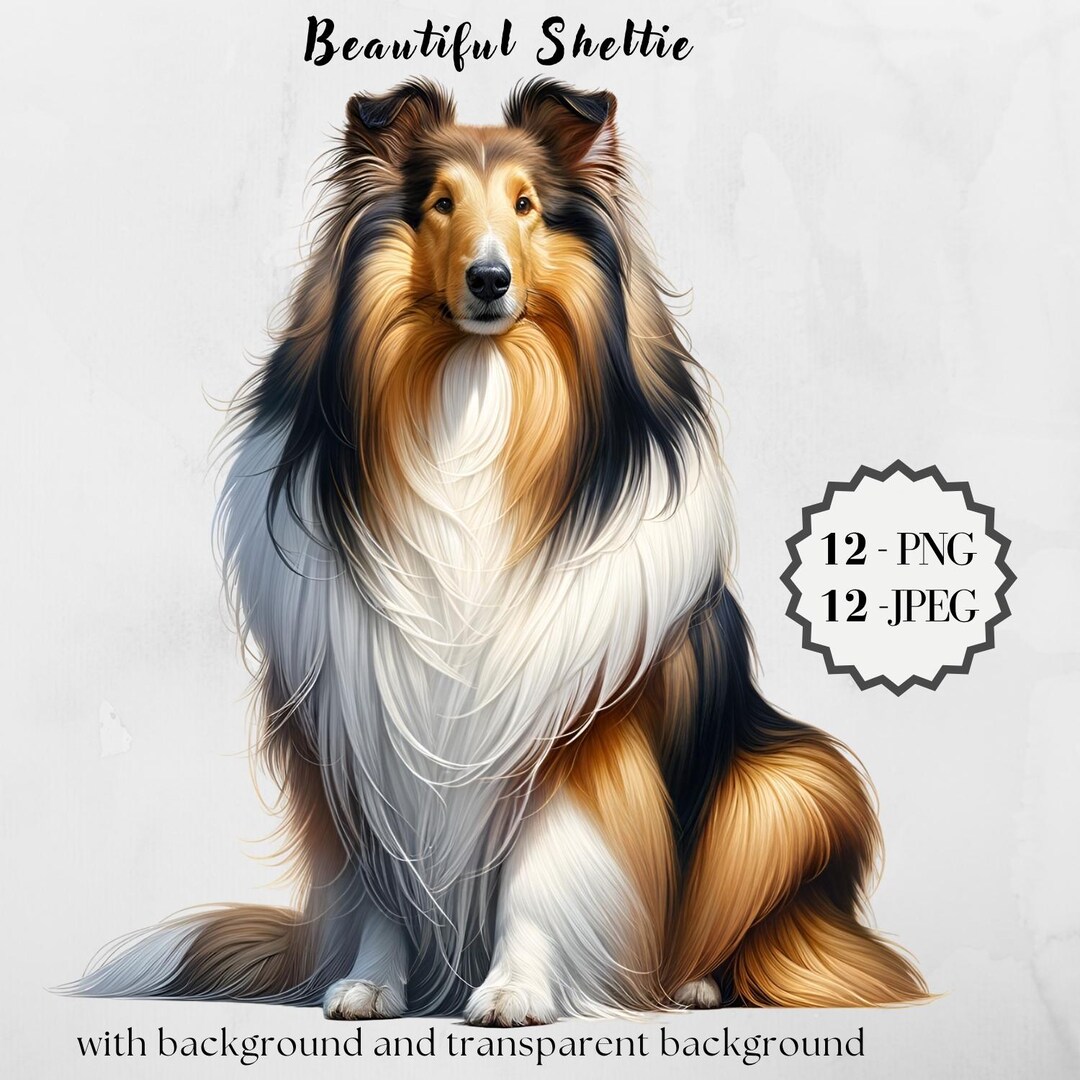 Watercolor Beautiful Sheltie, Clipart and Posters, Sheltie Dogs, Files ...