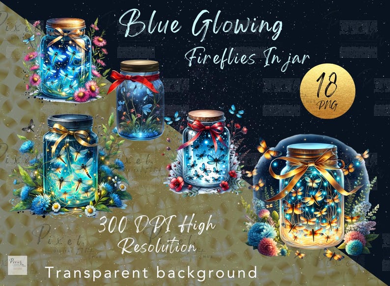 High Quality Glowing Fireflies in a Clear Glass Jar, Blue Fireflies in ...