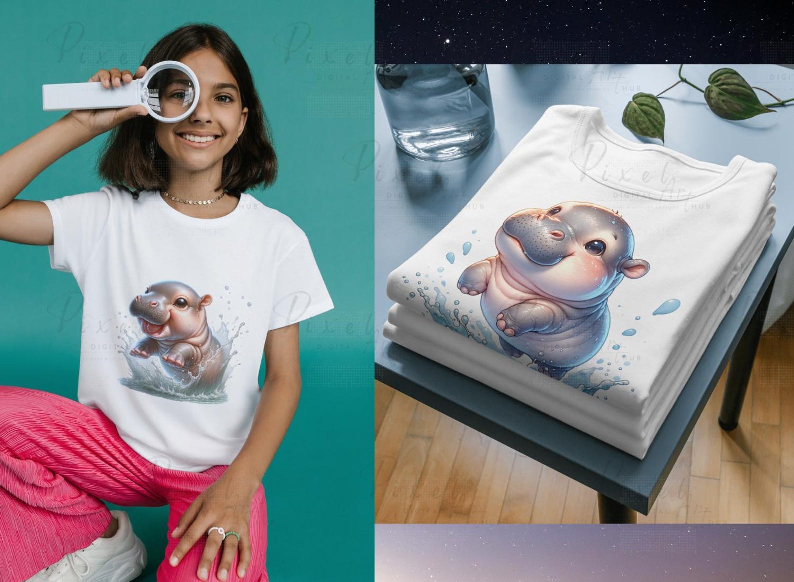 15 Cute Baby Hippo, Cute Moo Deng, Clipart - Watercolor, Pngs, Cartoon ...