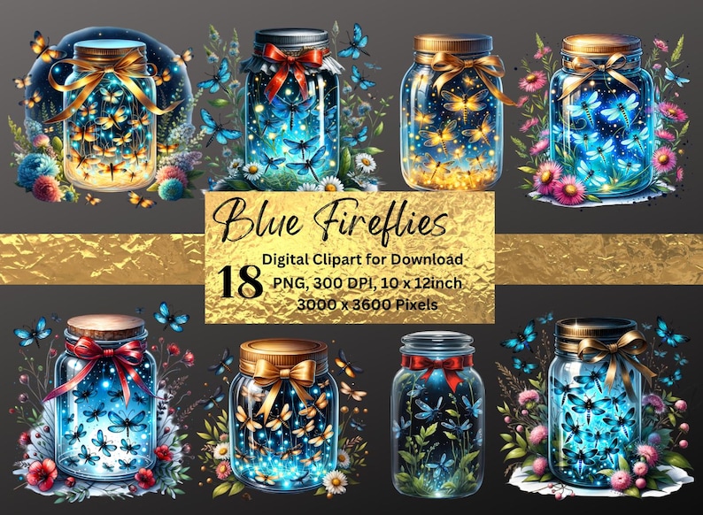 High Quality Glowing Fireflies in a Clear Glass Jar, Blue Fireflies in ...