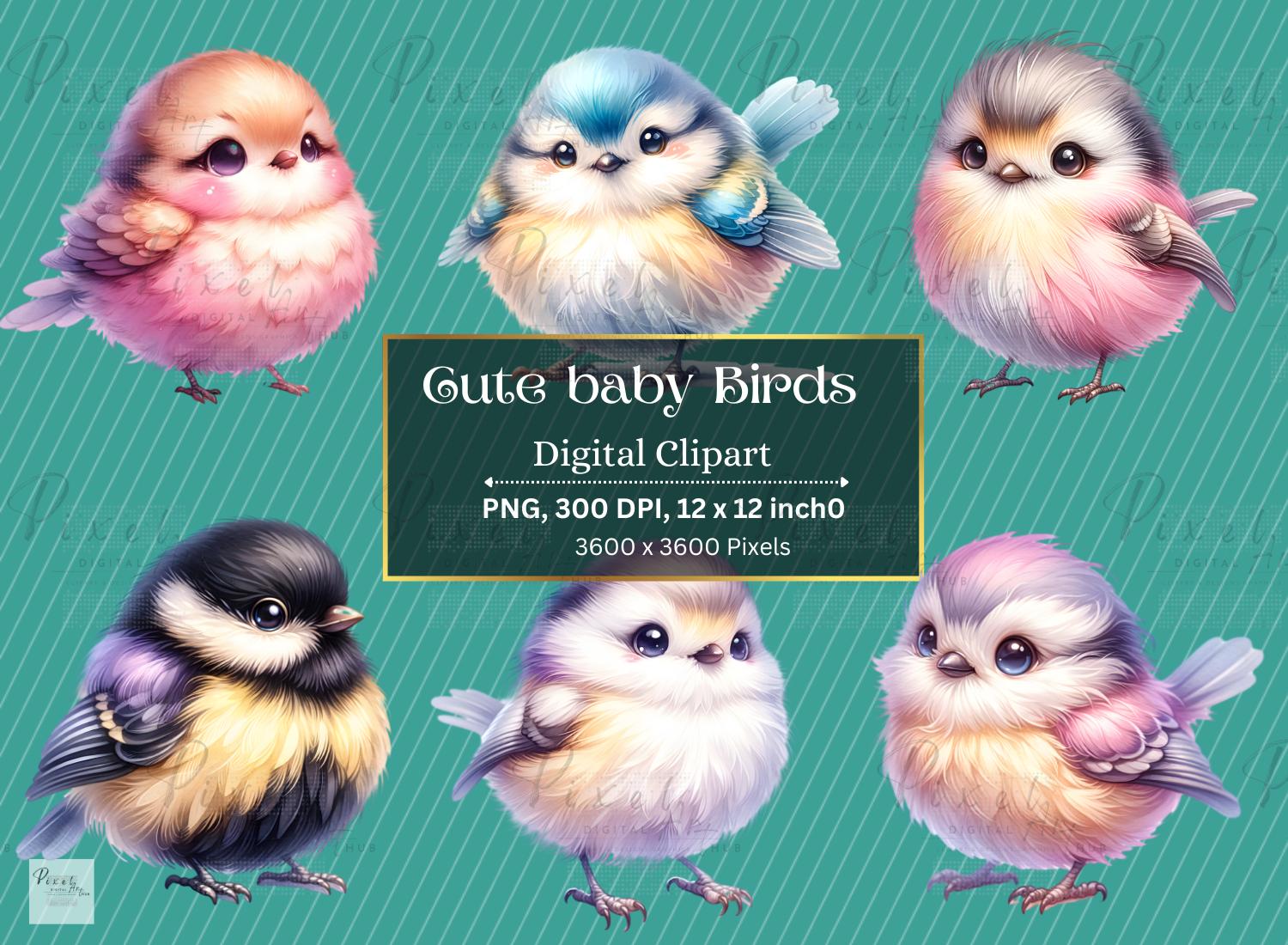Watercolor Baby Birds Clipart: Whimsical PNG Images (digital Download ...