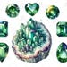 Emerald Gemstone Watercolor Clipart: Sparkling Green Gems (digital ...