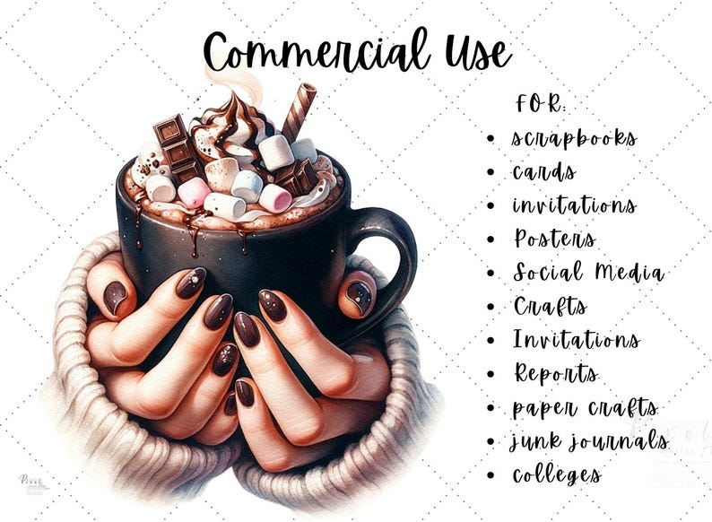 Watercolor Hot Chocolate Clipart Set: 14 PNG & JPG Files (digital ...