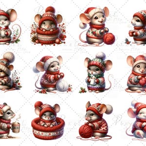 Watercolor Cute Mice Christmas, Clipart, Adorable Christmas Mice, File ...