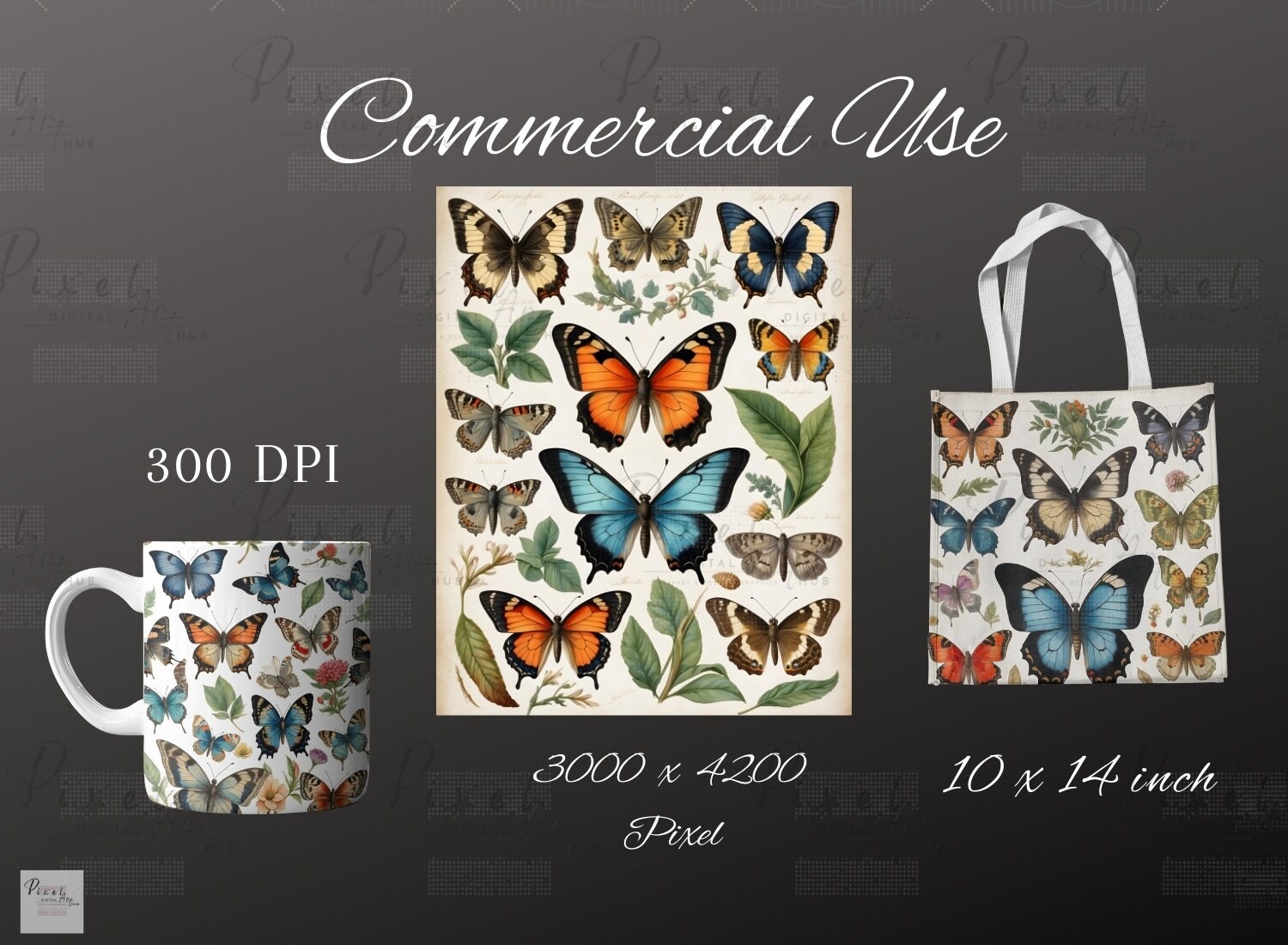 Vintage Butterfly Digital Paper Collection, Vintage Printable Scrapbook ...