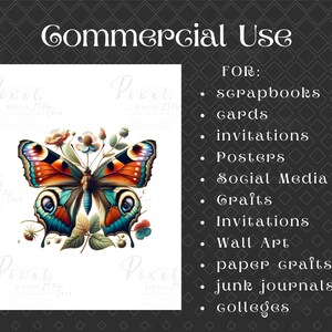 Vintage Butterfly Digital Paper Collection, Vintage Printable Scrapbook ...