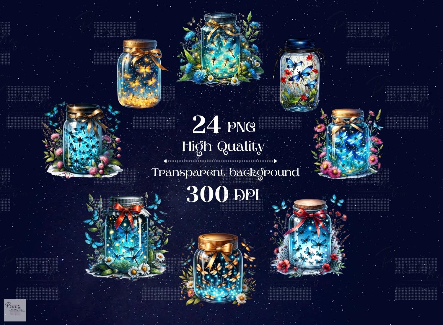 High Quality Glowing Fireflies in a Clear Glass Jar, Blue Fireflies in ...