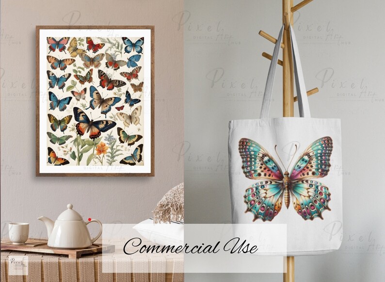Vintage Butterfly Digital Paper Collection, Vintage Printable Scrapbook ...
