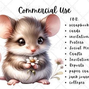 Watercolor of a Cute Mice Clipart and Posters, Adorable Mouse, Files 16 ...