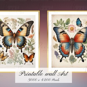 Vintage Butterfly Digital Paper Collection, Vintage Printable Scrapbook ...