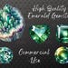Emerald Gemstone Watercolor Clipart: Sparkling Green Gems (digital ...