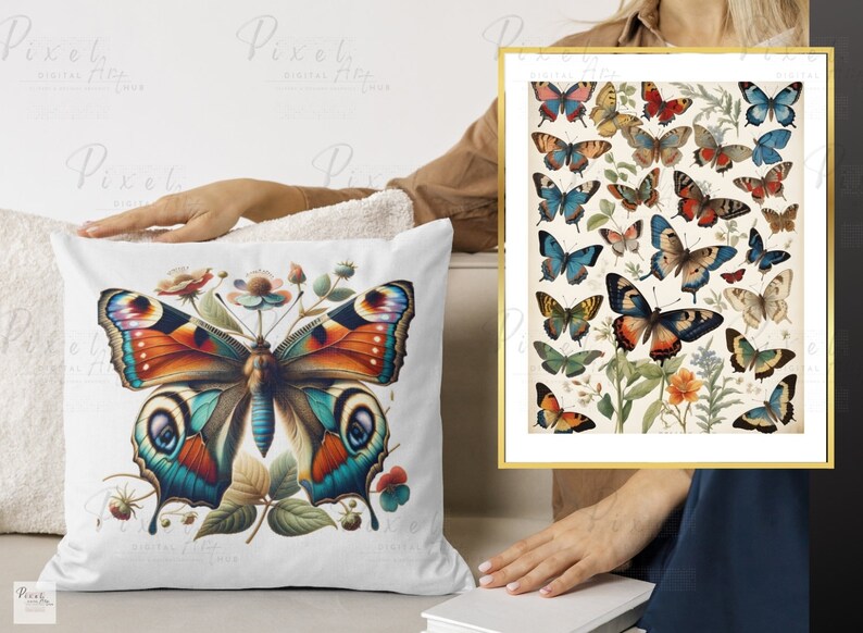 Vintage Butterfly Digital Paper Collection, Vintage Printable Scrapbook ...