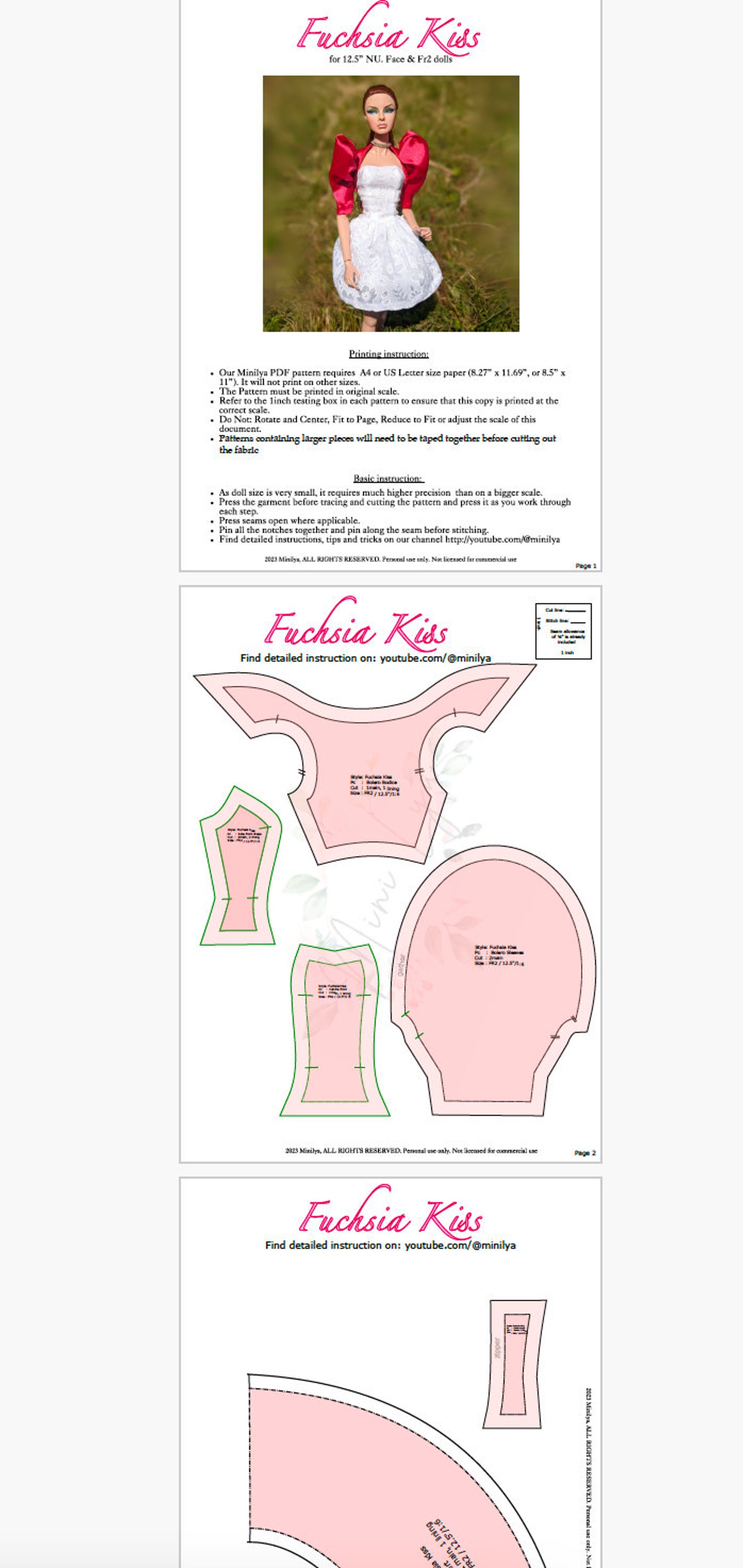 Fashion Royalty Doll Dress & Bolero Sewing Pattern (PDF) - Etsy