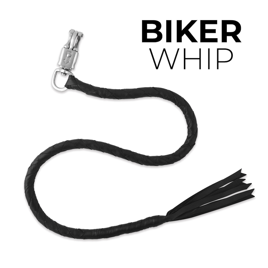 Biker Whip Motorcycle Get Back 36 Leather Whip for Handlebar Black ...