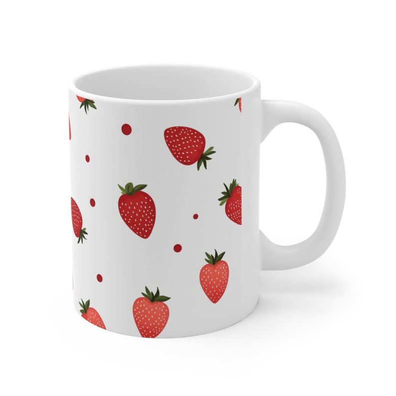 Cute Summer Strawberry Mug, Fun Strawberry Pattern Mug, Strawberry ...