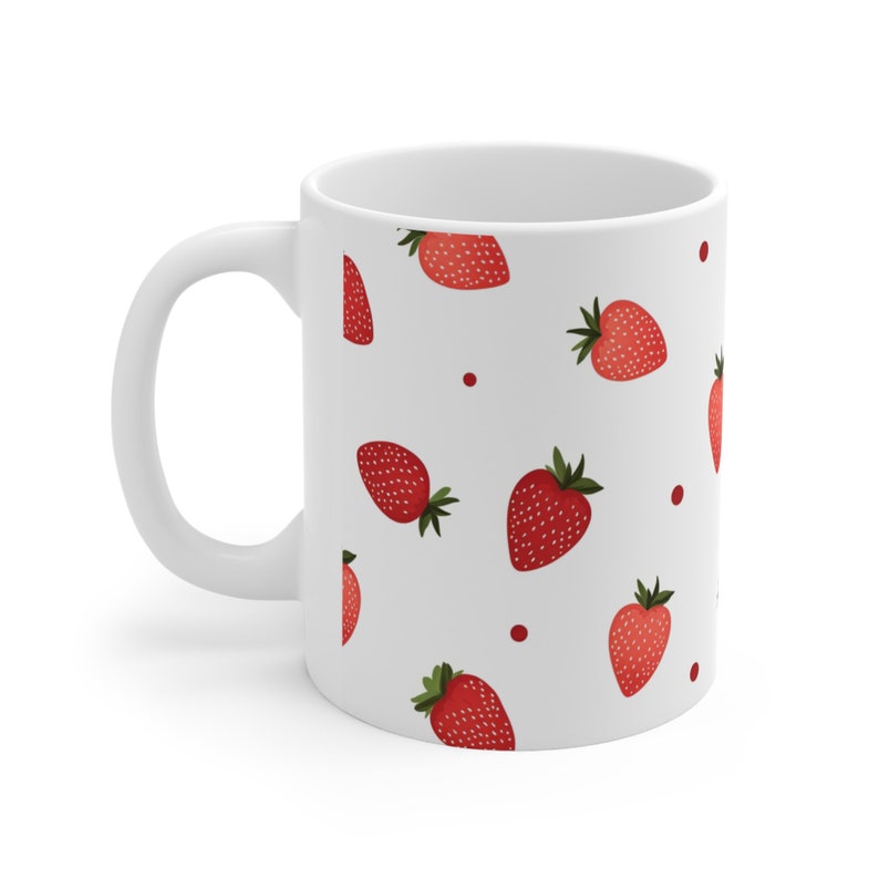 Cute Summer Strawberry Mug, Fun Strawberry Pattern Mug, Strawberry Dream Mug Design, Simple ...