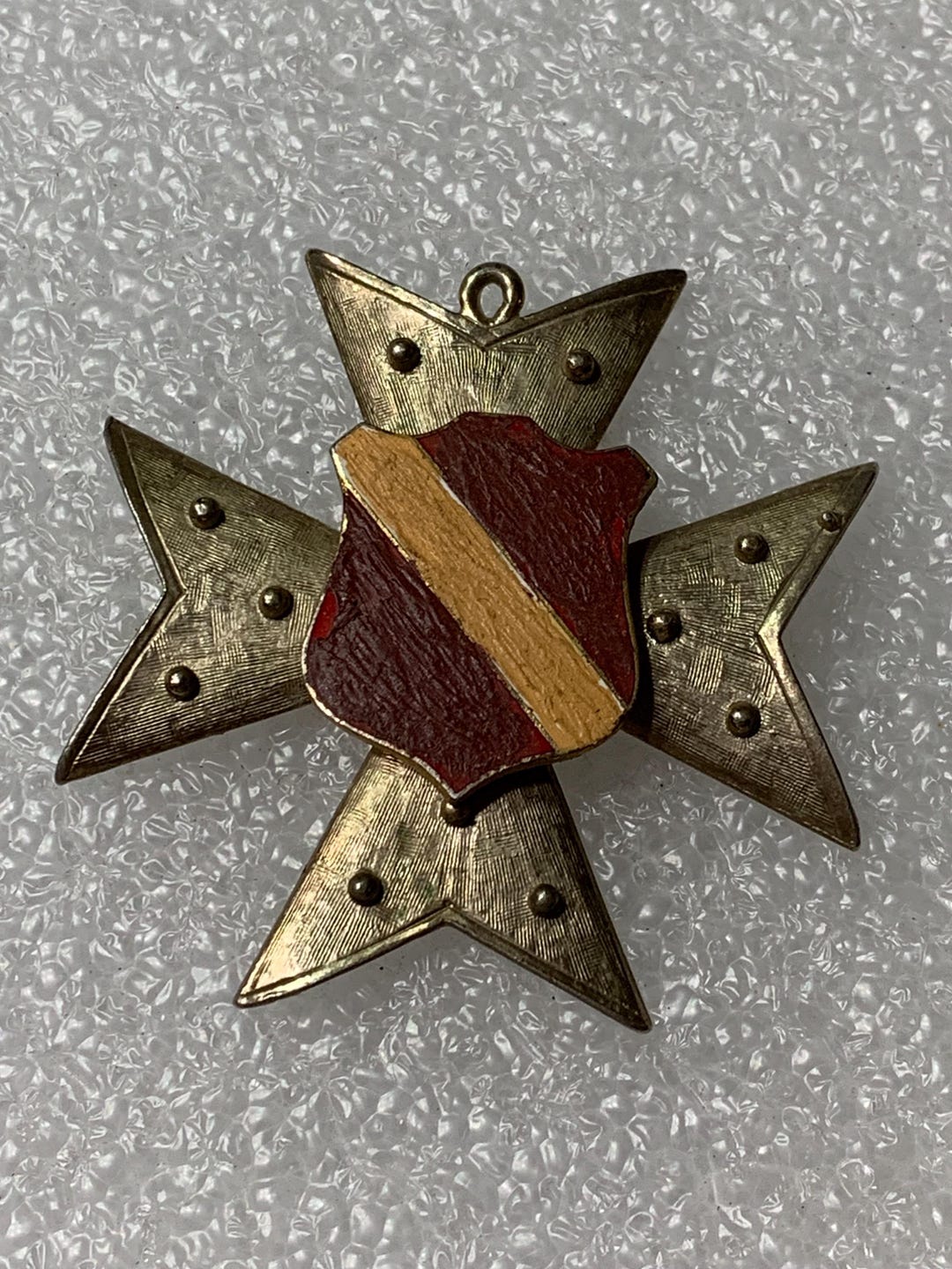 Large Maltese Cross Pendant With Painted Red and Yellow Shield - Etsy