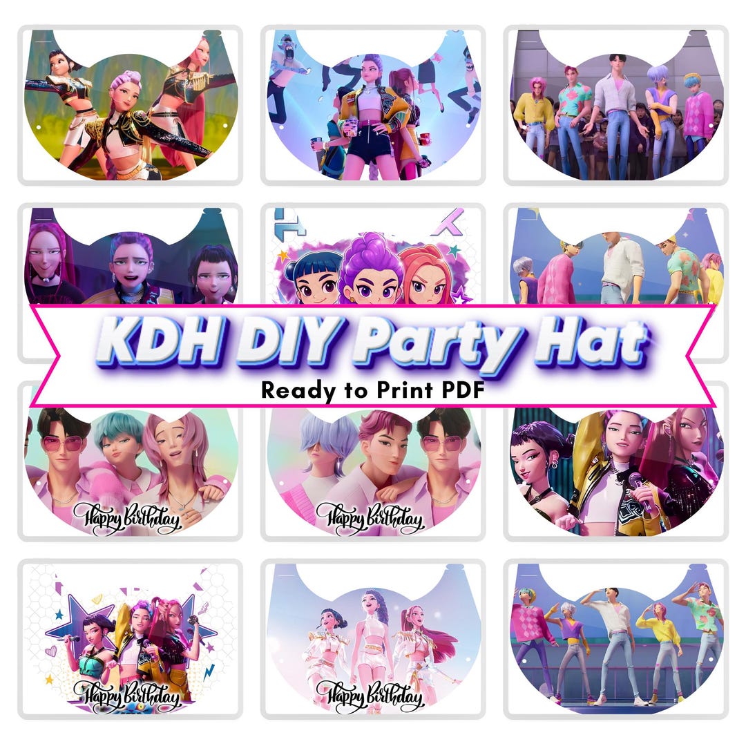 KDH Party Hat PDF | 20 Designs | Kpop DIY Printable Birthday Hats ...